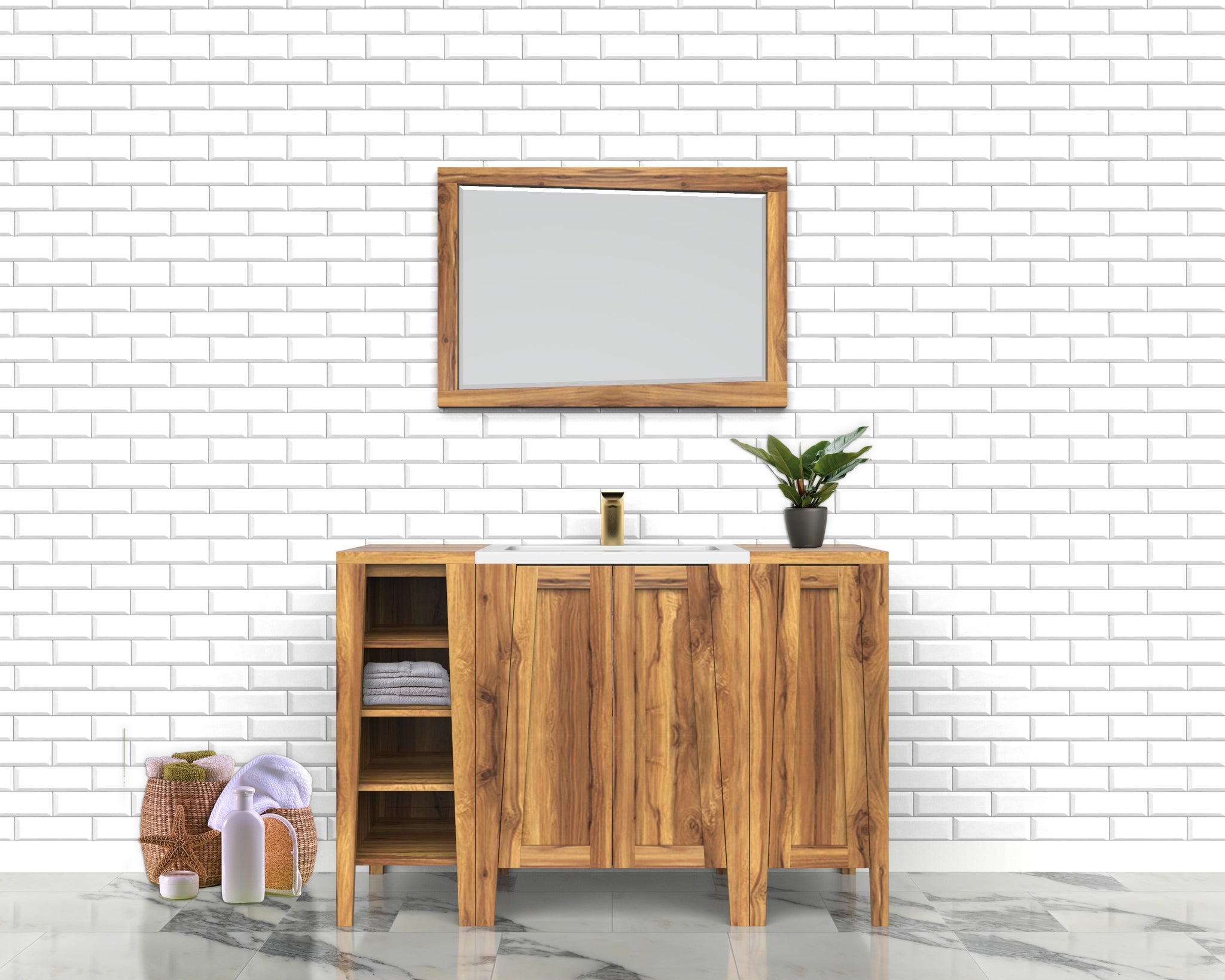Significado® 24" Teak Wood Bathroom Vanity - Signifiacado® 12”L Modula