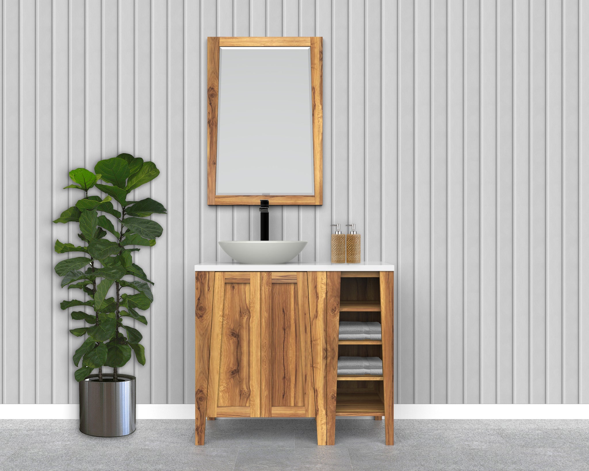 Significado® 24" Teak Wood Bathroom Vanity - Signifiacado® 12”L Modula