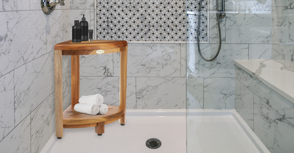 Teak corner shower benches bench chair stool seat