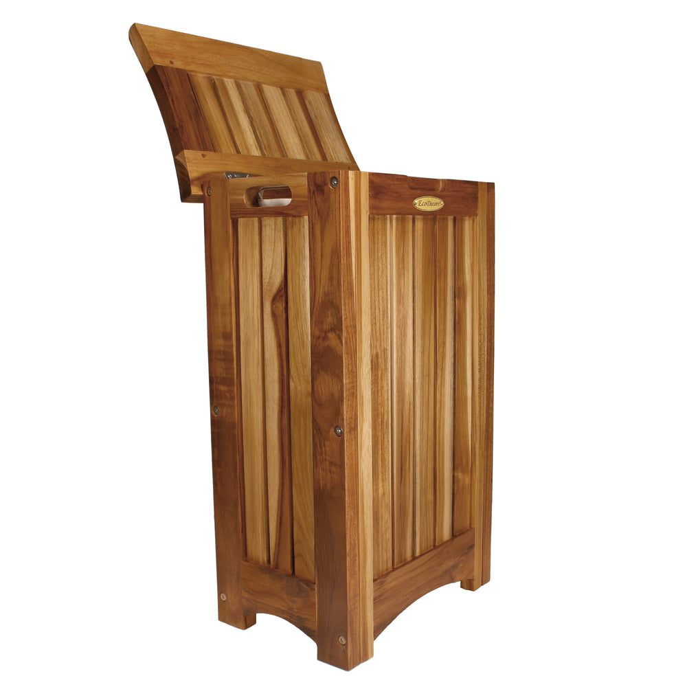 EcoDecors Solid Teak Apartment Hamper with Laundry Bag