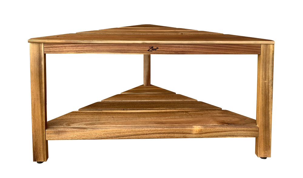 Zen® Acacia Wood 22” Compact Corner Shaving Stool with Shelf